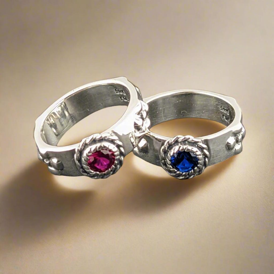 Howl and Sophie Rings Set in Sterling Silver With Faceted Imitation ...