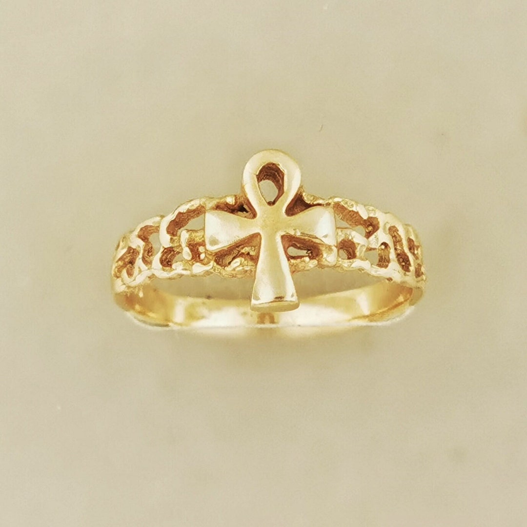 Small Ankh Ring in Sterling Silver or Antique Bronze / Ankh Ring ...