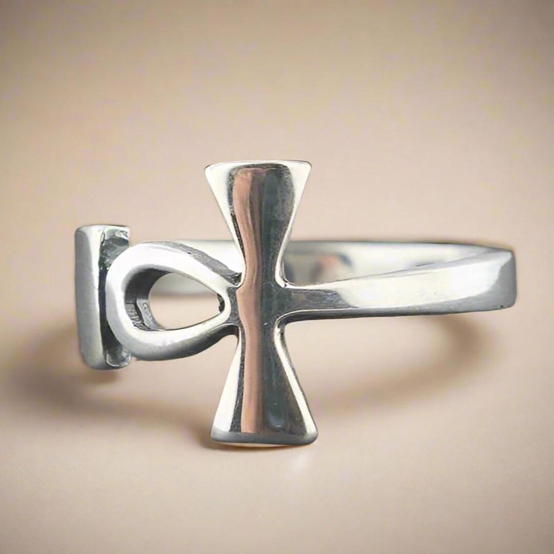 Wrap Around Ankh Ring in Sterling Silver or Antique Bronze, Ankh Ring ...