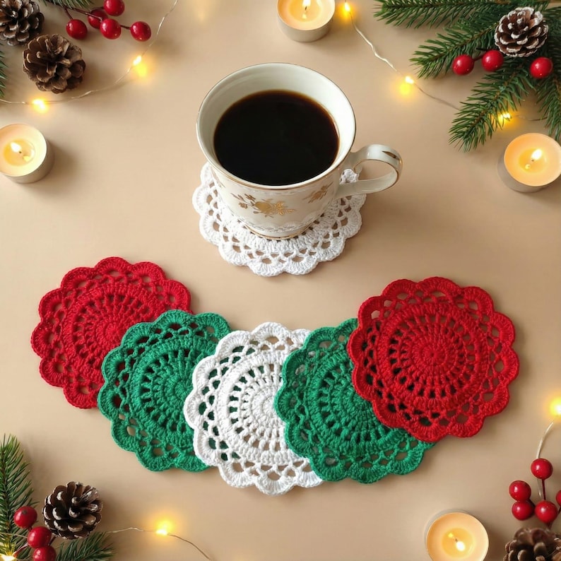 Christmas Crochet Coaster Pattern: Holiday Table Decor Easy & Quick ...