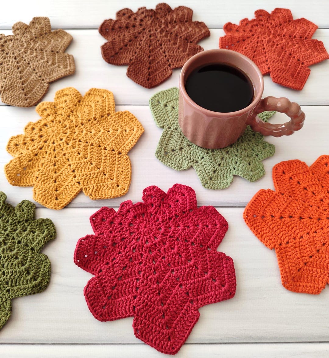 Maple Leaf Coaster Crochet Pattern: DIY Easy Mug Rug Tutorial PDF ...