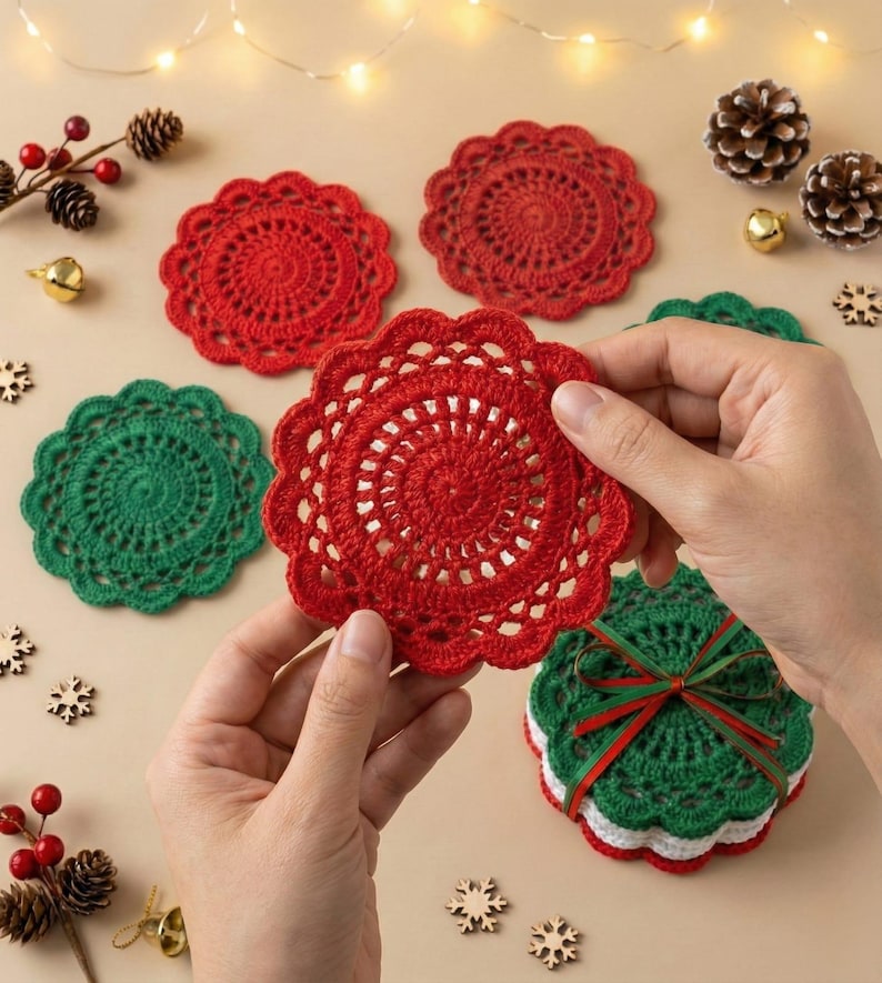 Christmas Crochet Coaster Pattern: Holiday Table Decor Easy & Quick ...