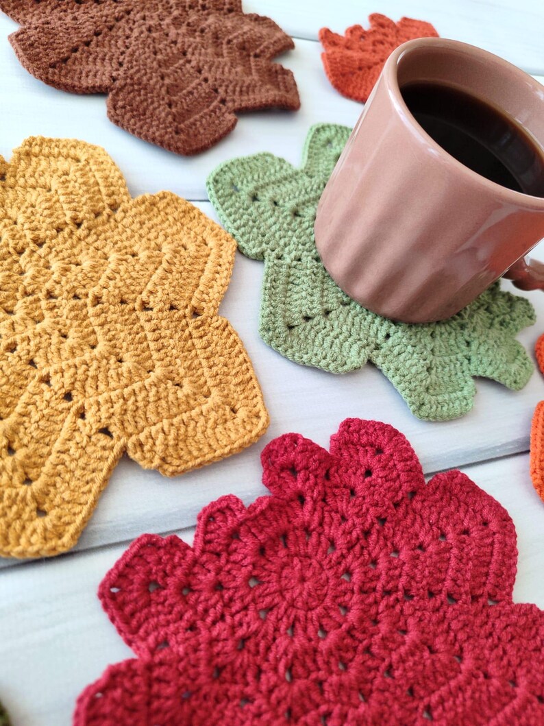 Maple Leaf Coaster Crochet Pattern: DIY Easy Mug Rug Tutorial PDF ...