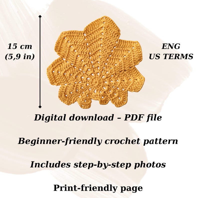 Maple Leaf Coaster Crochet Pattern: DIY Easy Mug Rug Tutorial PDF ...