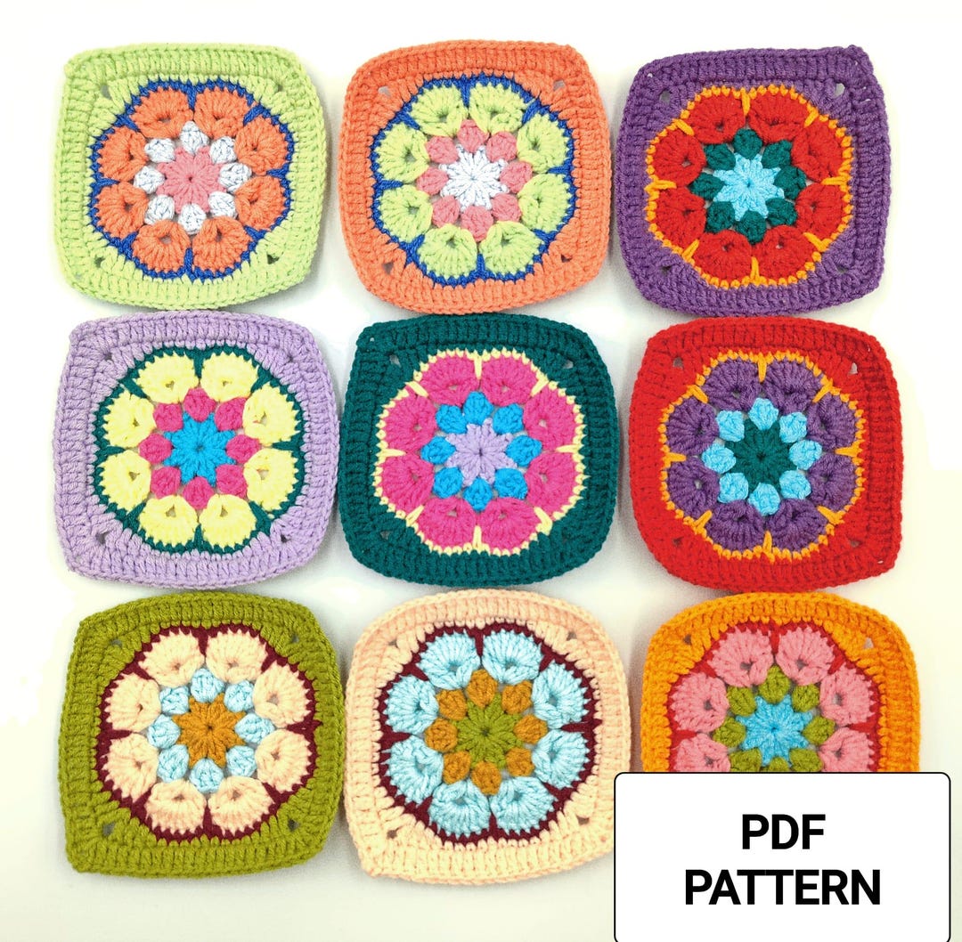 African Flower Granny Square Crochet Pattern: Beginner DIY (PDF Pattern ...