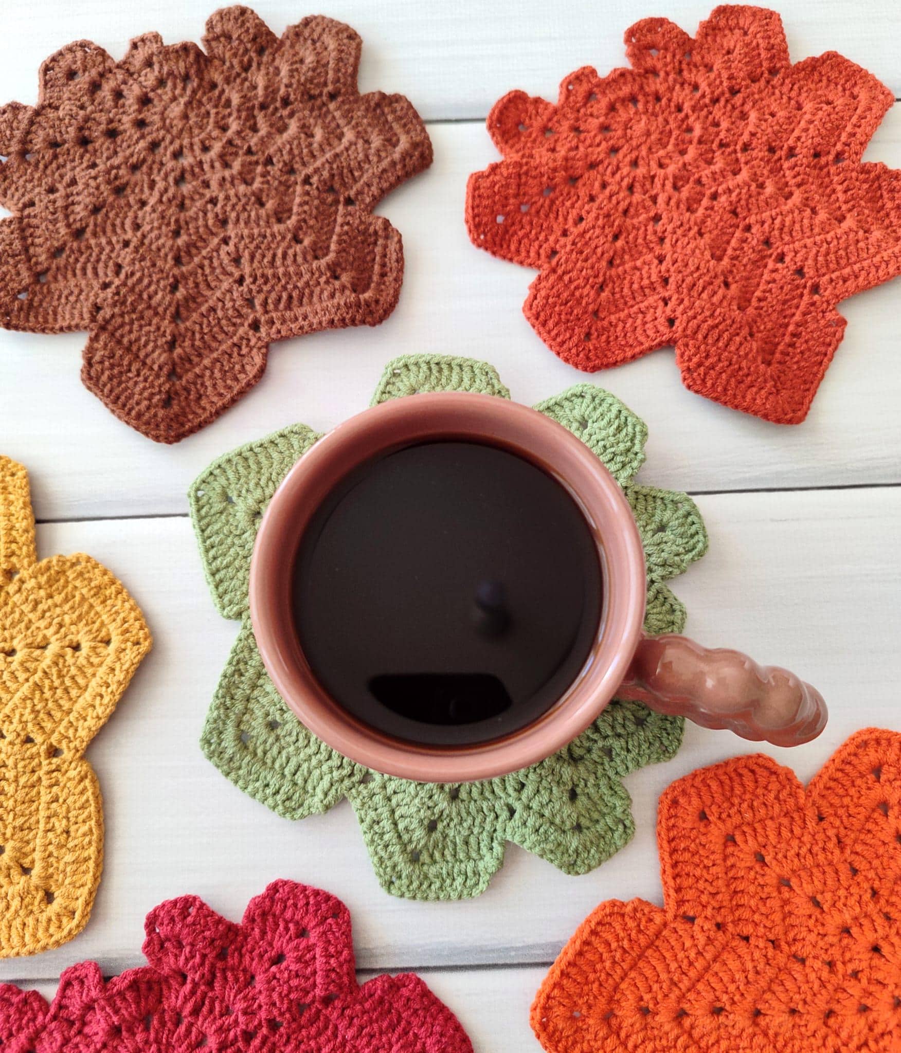 Maple Leaf Coaster Crochet Pattern: DIY Easy Mug Rug Tutorial PDF ...