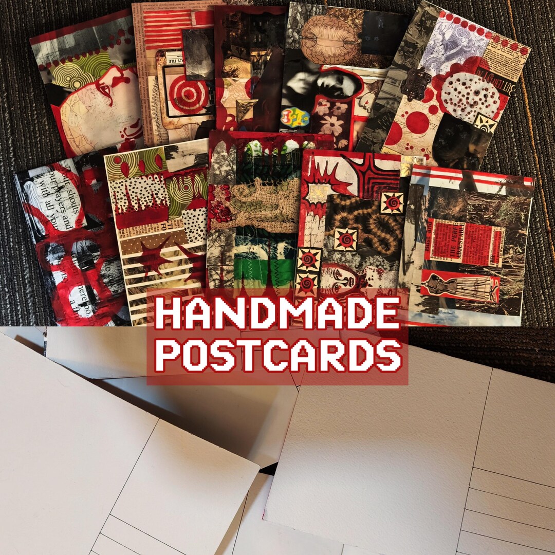 10 Handmade Postcards Collage Style Mixed Media - Etsy