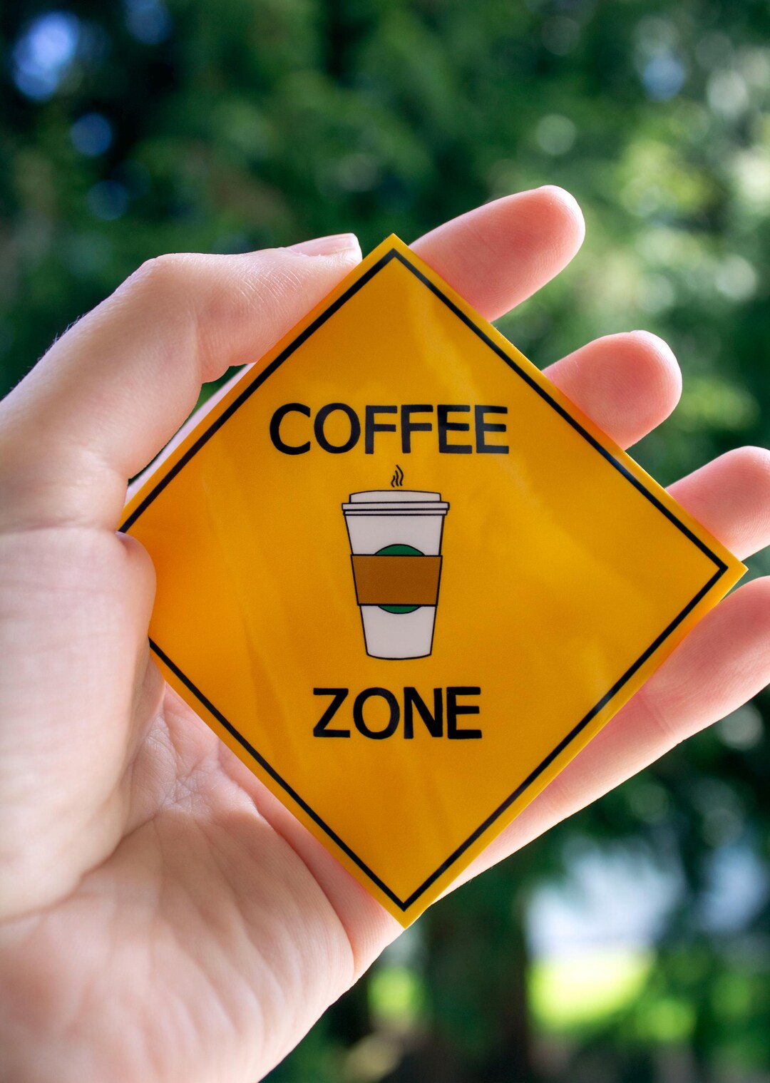 Coffee Zone Sticker | Bold Yellow Coffee Sign | Funny Coffee Lover Gift ...