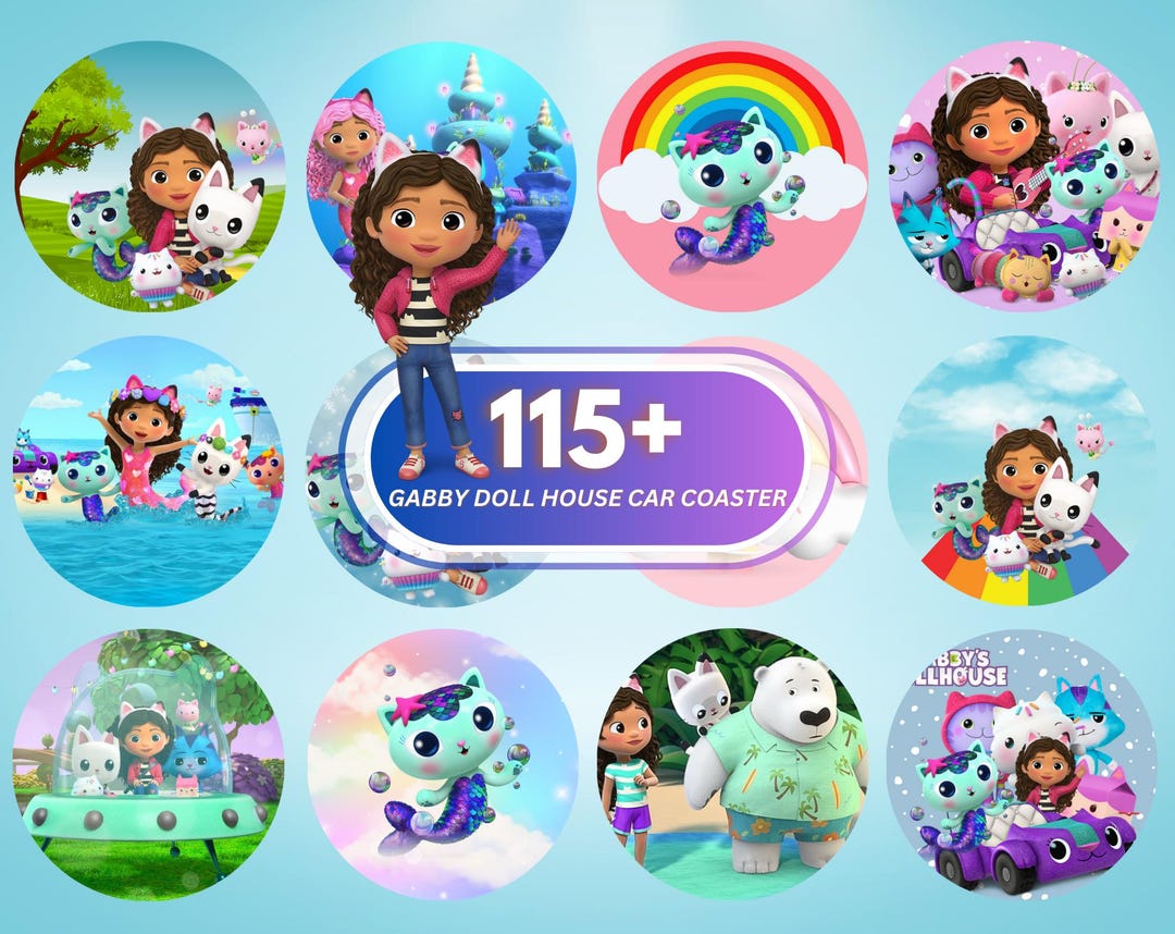 Gabby's Dollhouse Car Coaster: Kids Cartoon PNG (2.75"x2.75") - Etsy