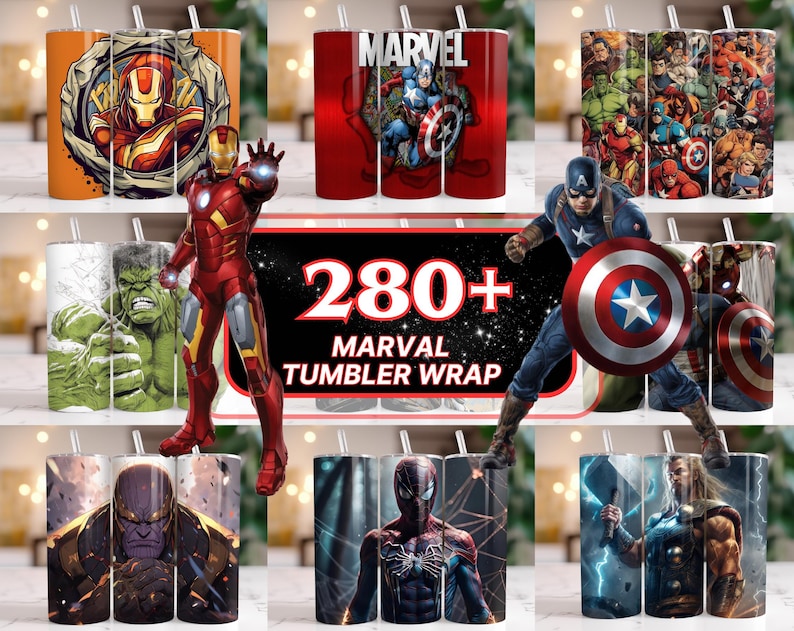 Marvel Superheroes Tumbler Wrap Bundle, 20oz (PNG Digital Download) - Etsy
