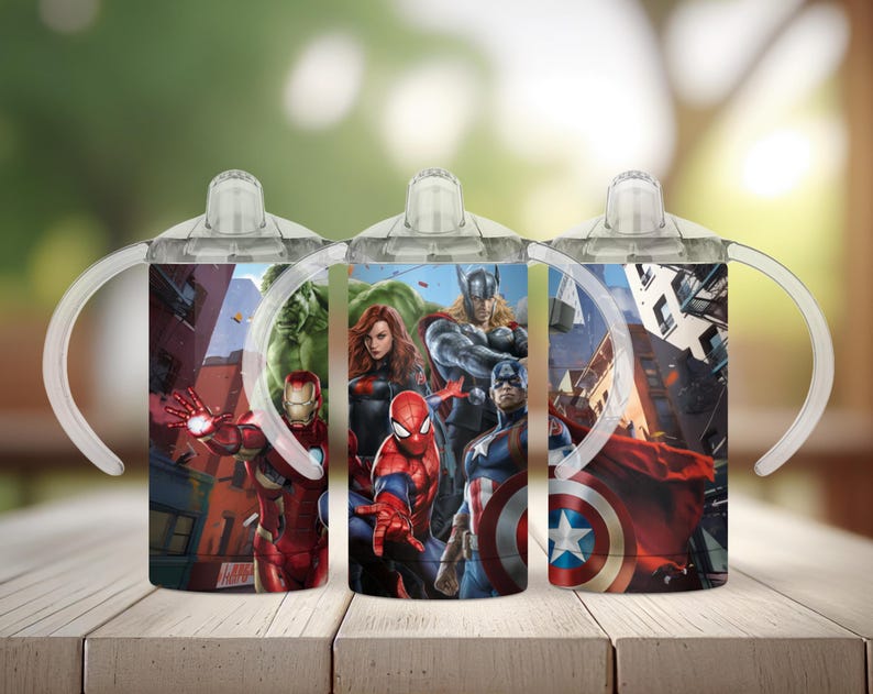 Superhero Tumbler Wrap PNG: Kids Sippy Cup Design (digital Download 9 ...