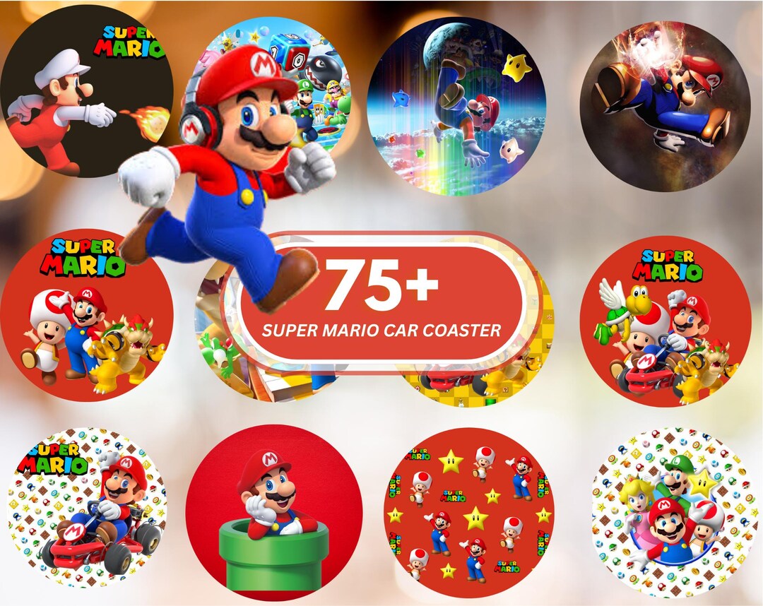 Super Mario Car Coaster PNG: Printable Sublimation Design (2.75" X 2.75 ...