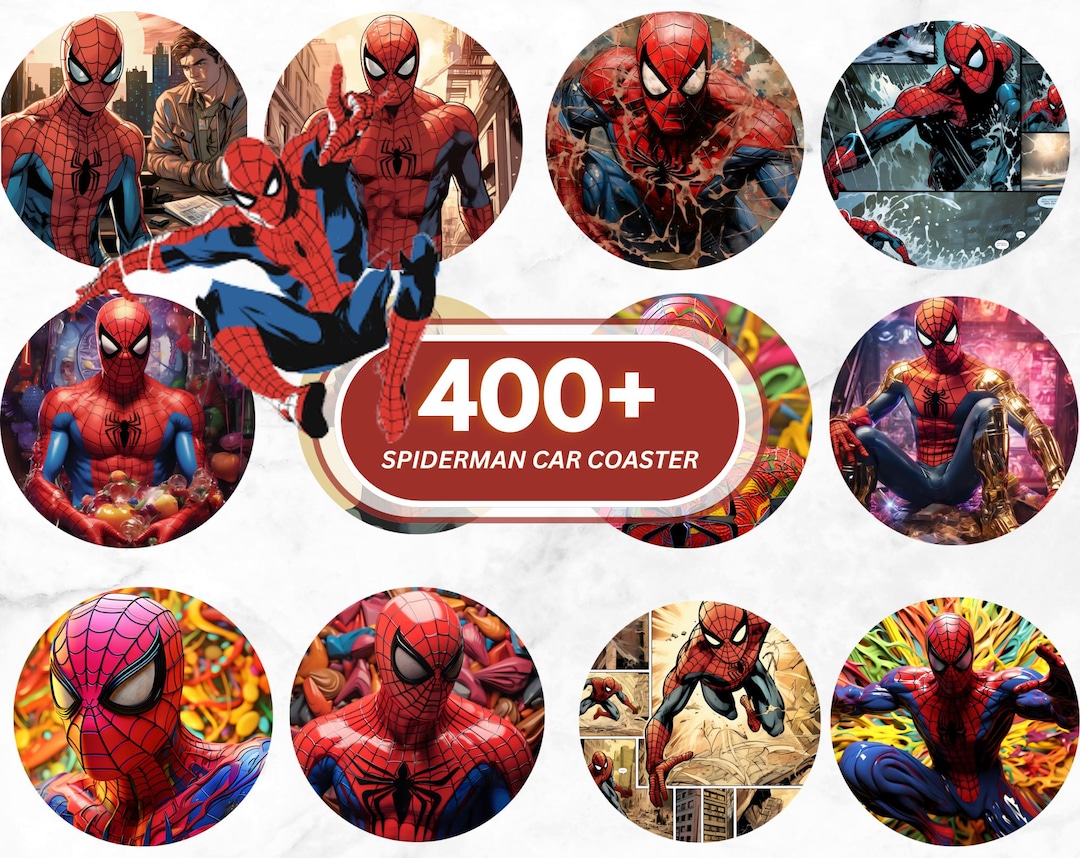 Spiderman Car Coaster Bundle: Cartoon Sublimation Design (PNG Digital ...
