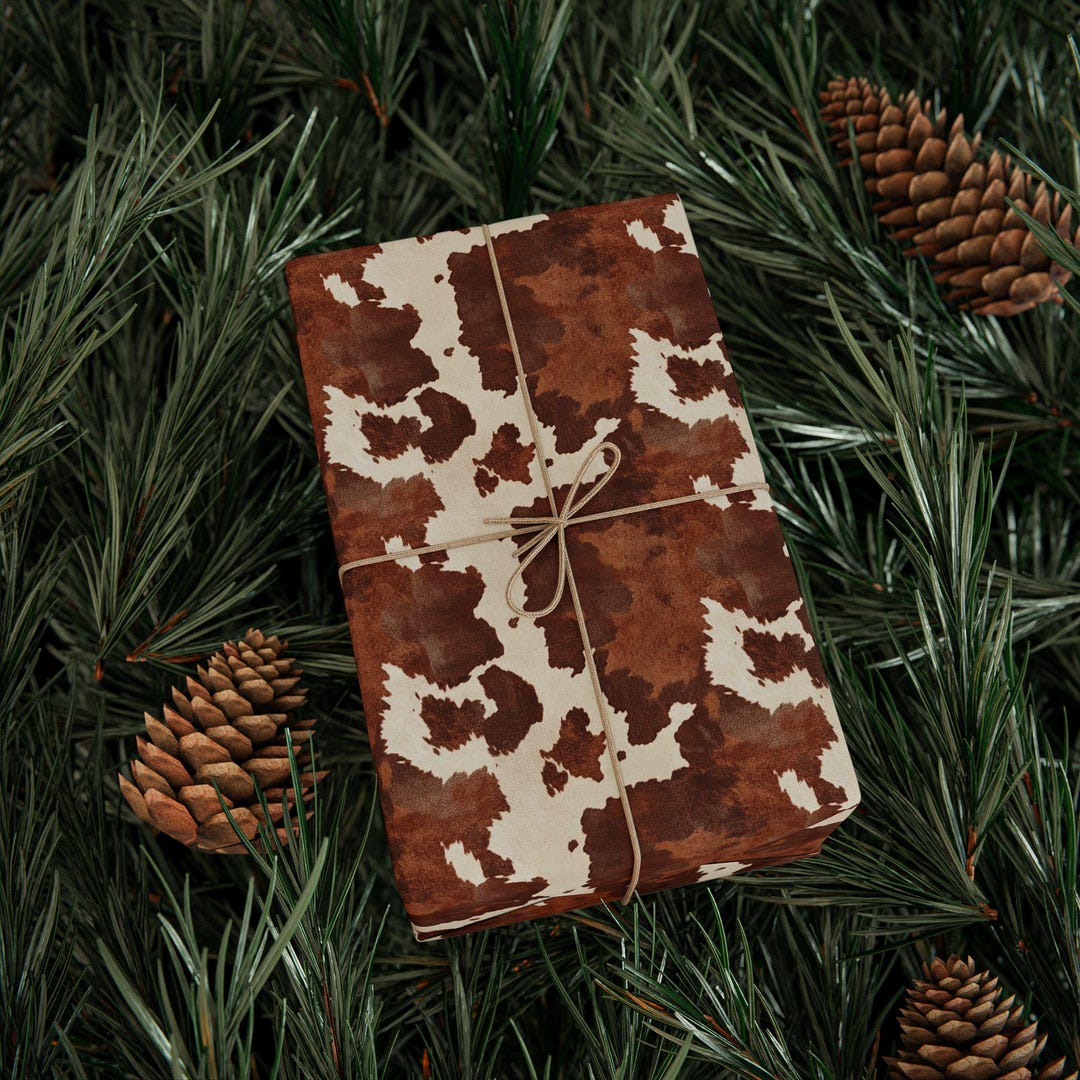 Cow Print Wrapping Paper, Animal Print Masculine Gift Wrap - Etsy