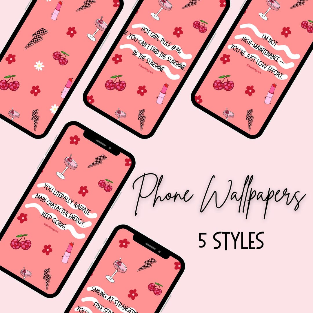 Retro Cherry Phone Wallpaper | Pink | Lock Screen - Etsy