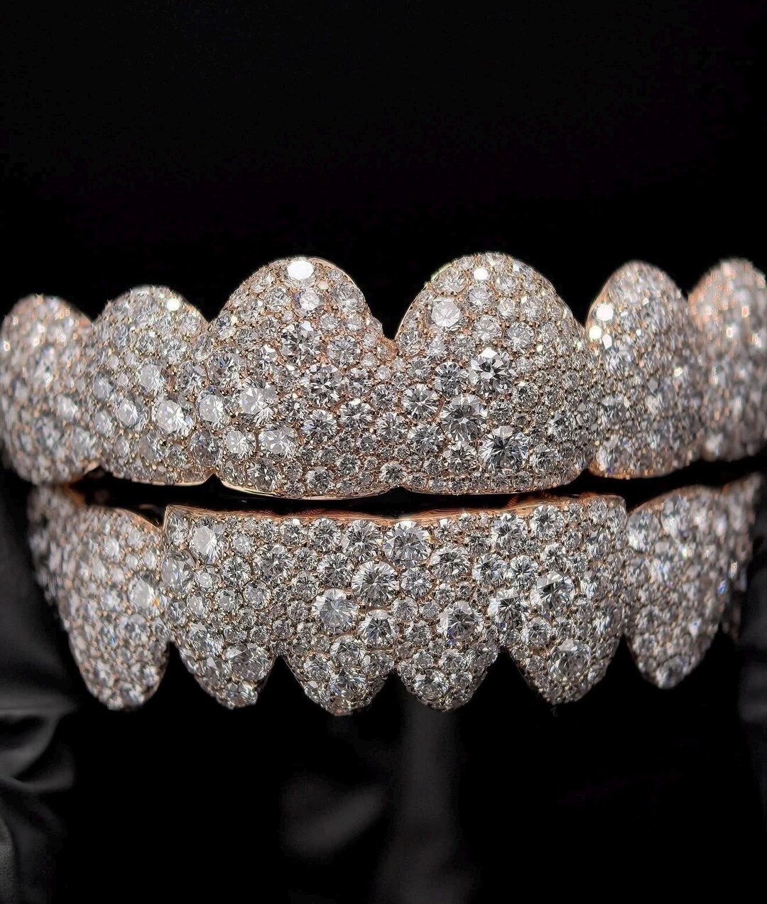 Custom Mosaic Set Lab Diamond Grillz: Sterling Silver, 10K/14K Gold ...