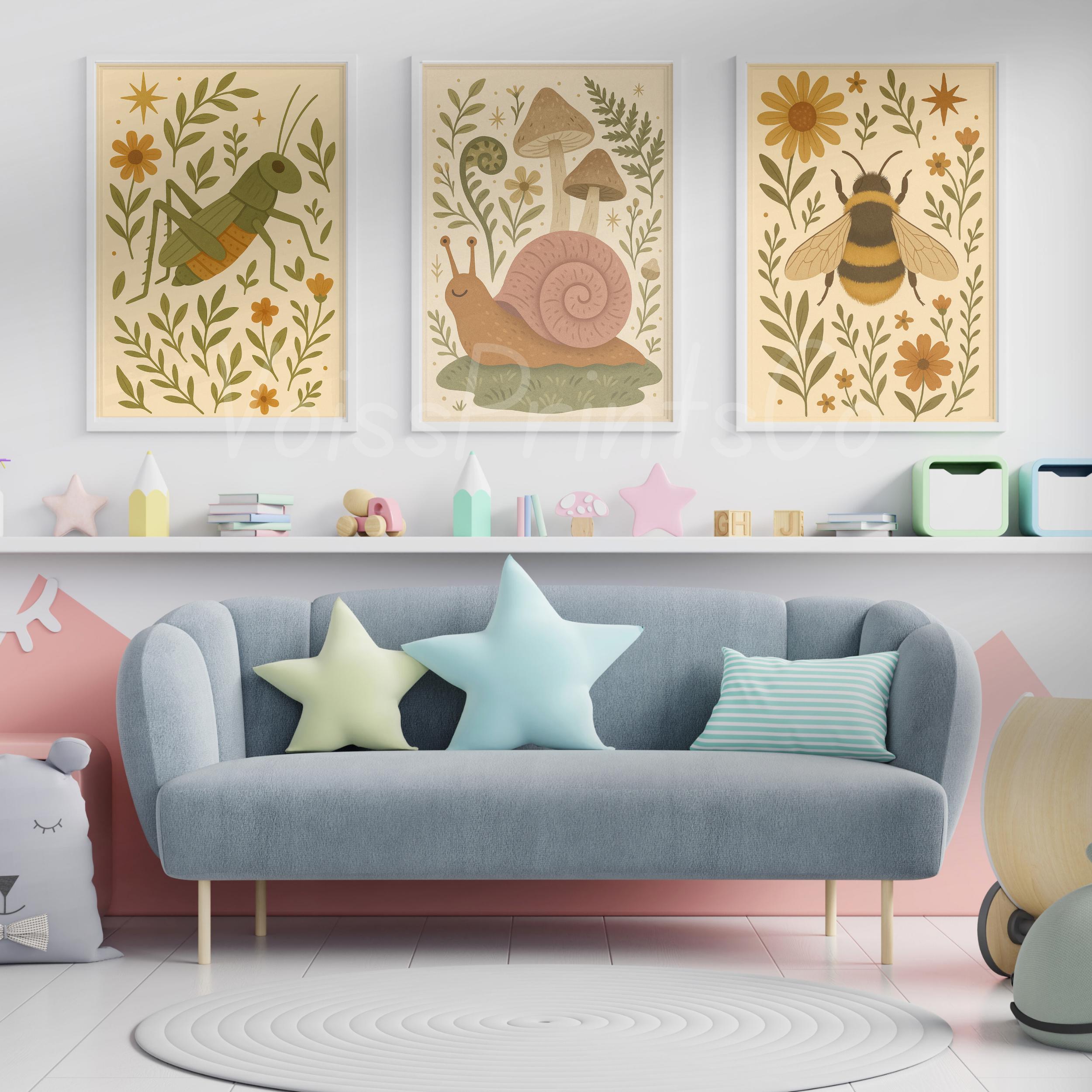 Woodland Insect Nursery Art Prints: Boho Bug Set of 6 (digital Download ...