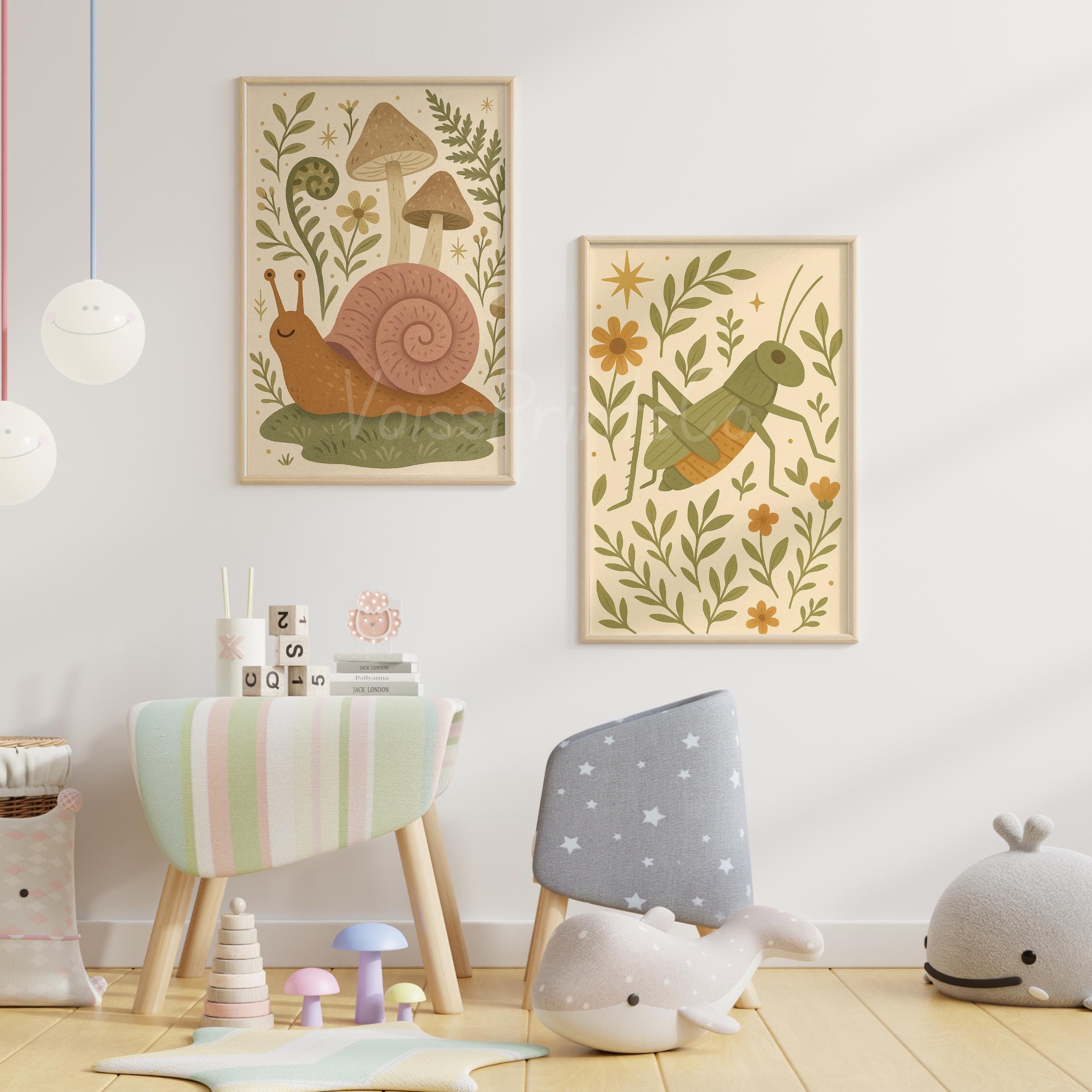 Woodland Insect Nursery Art Prints: Boho Bug Set of 6 (digital Download ...