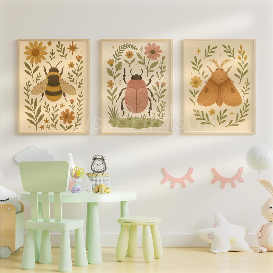 Woodland Insect Nursery Art Prints: Boho Bug Set of 6 (digital Download ...