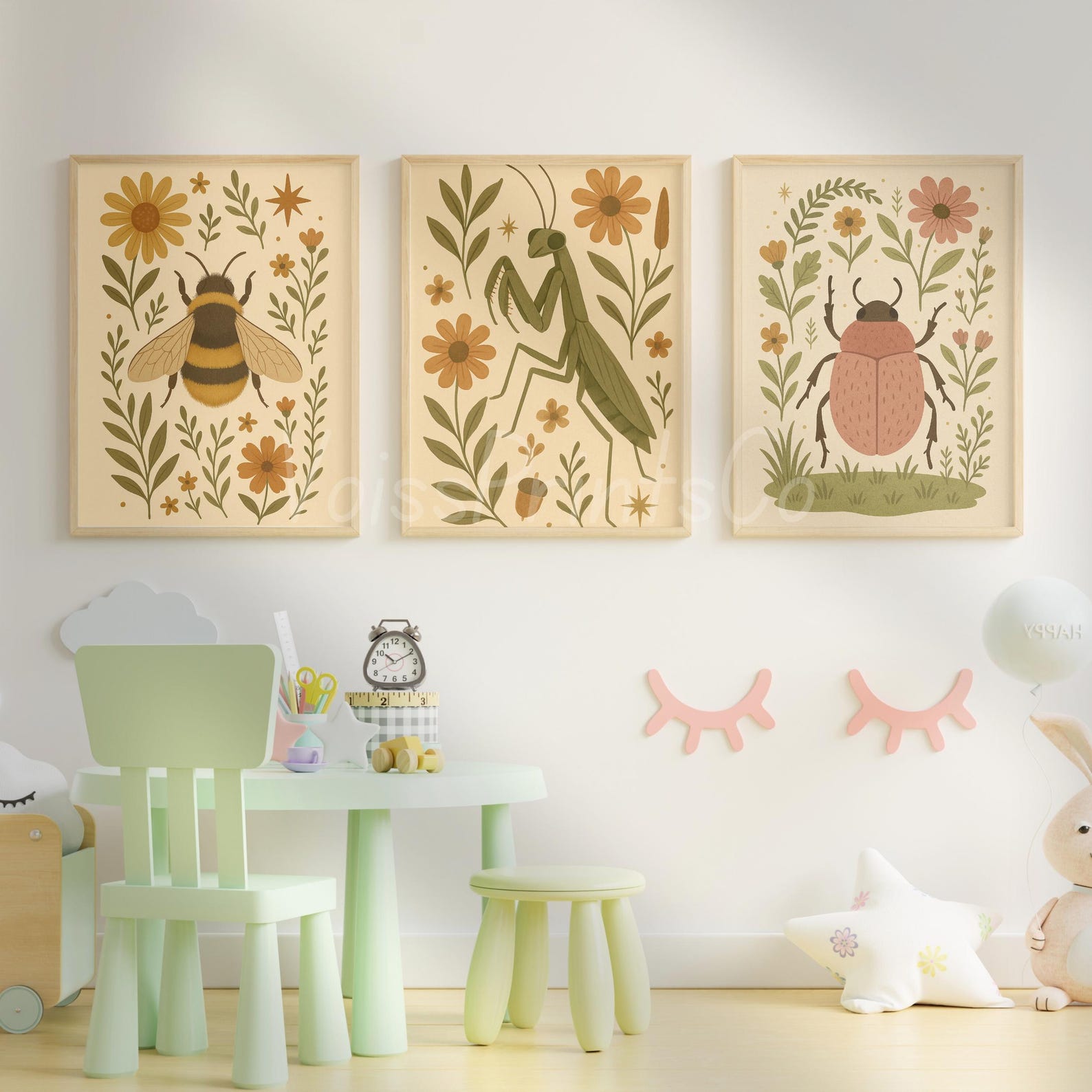 Woodland Insect Nursery Art Prints: Boho Bug Set of 6 (digital Download ...
