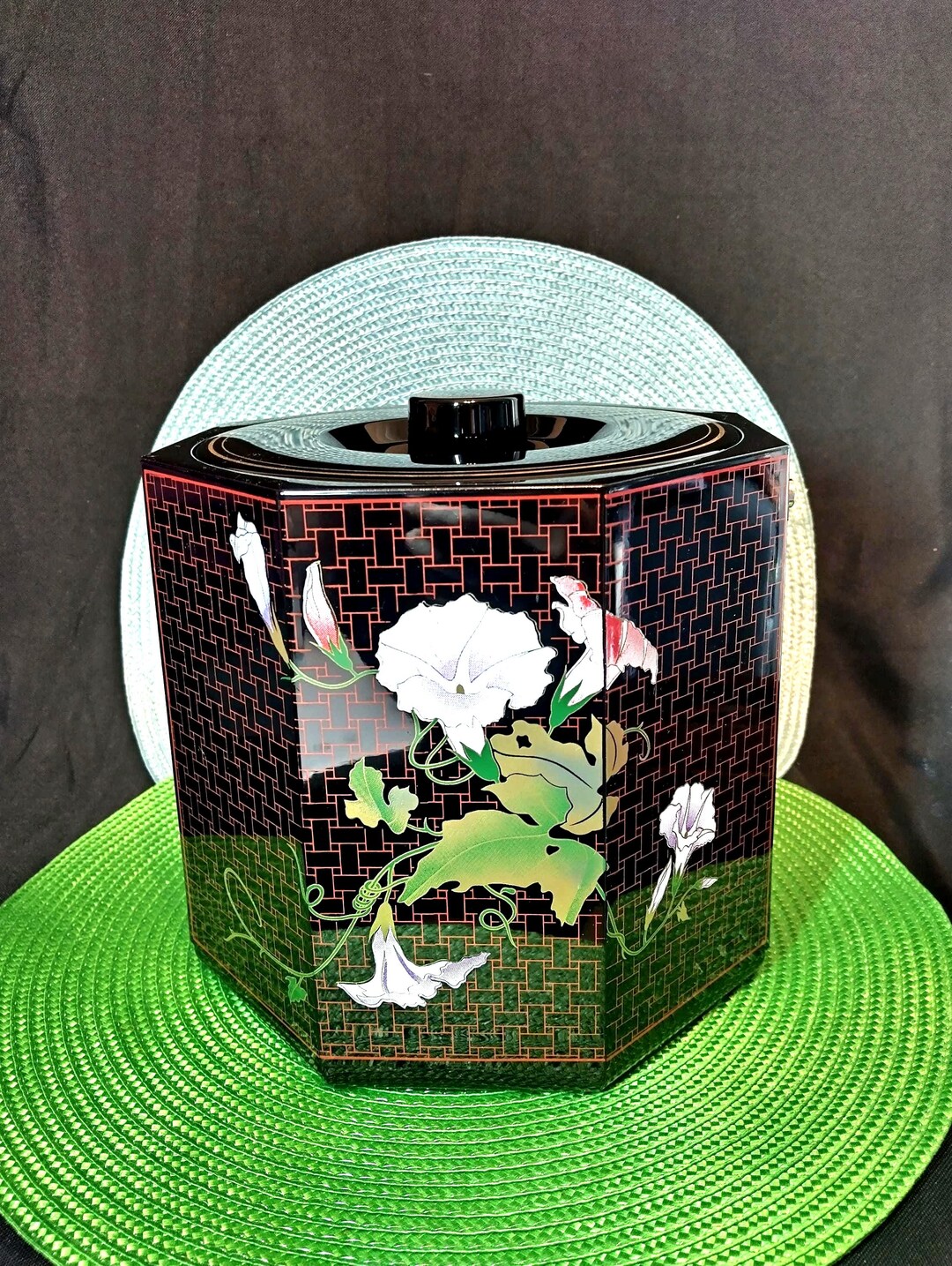 Vintage Toyo Japan Ice Bucket Octagon Oriental Floral 1990's Like New ...
