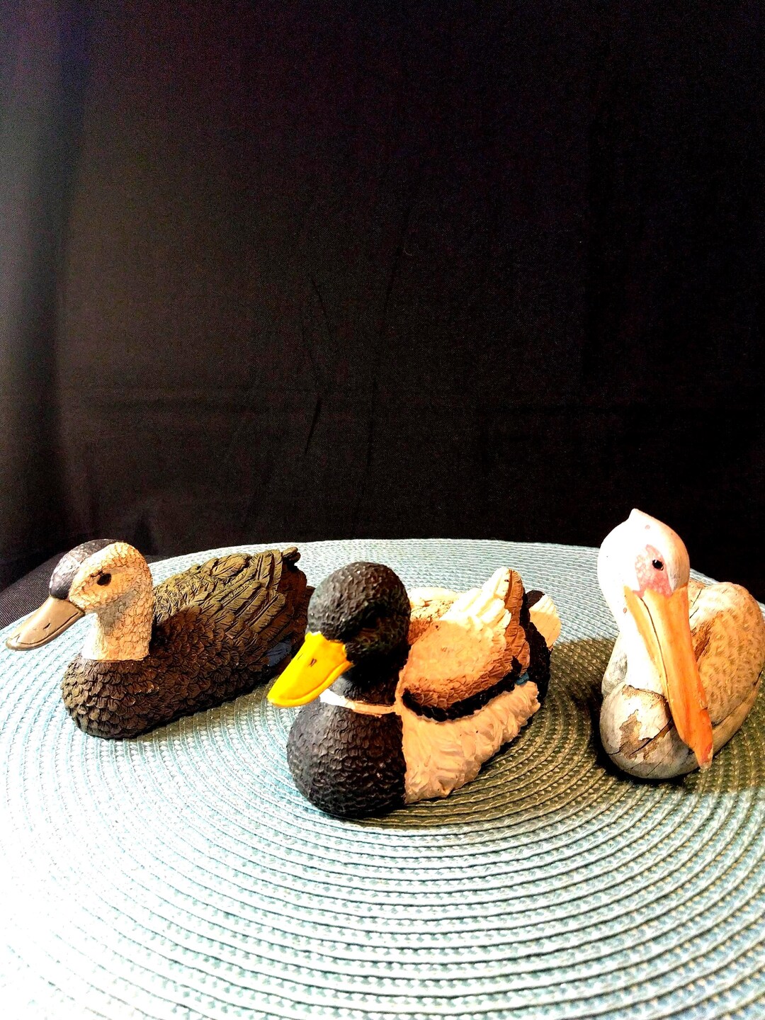 Vintage Miniature Waterfowl Figurines Mallard Duck Swan Stork Set of 3 ...