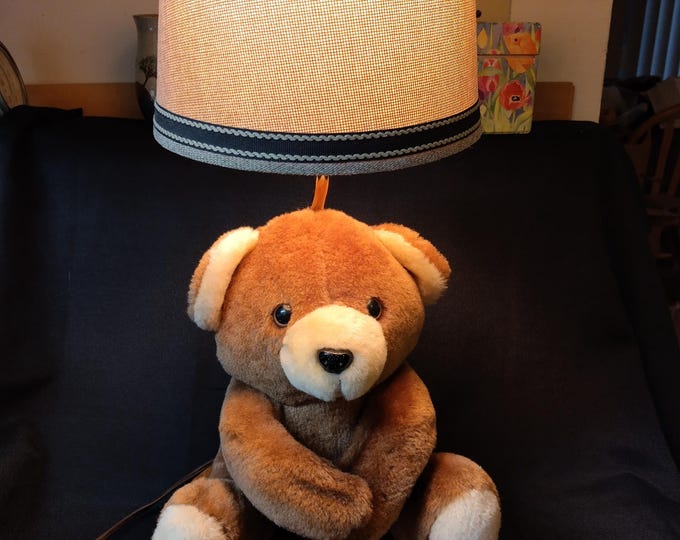 Vintage 1980’s ADI Brown Teddy Bear Table Lamp, Plush Bear, With Built ...