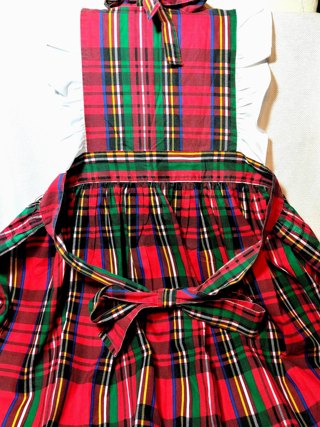 Vintage karierte Schürze Rot Grün Blau Gelb Weiß Rüschenrand - Etsy.de