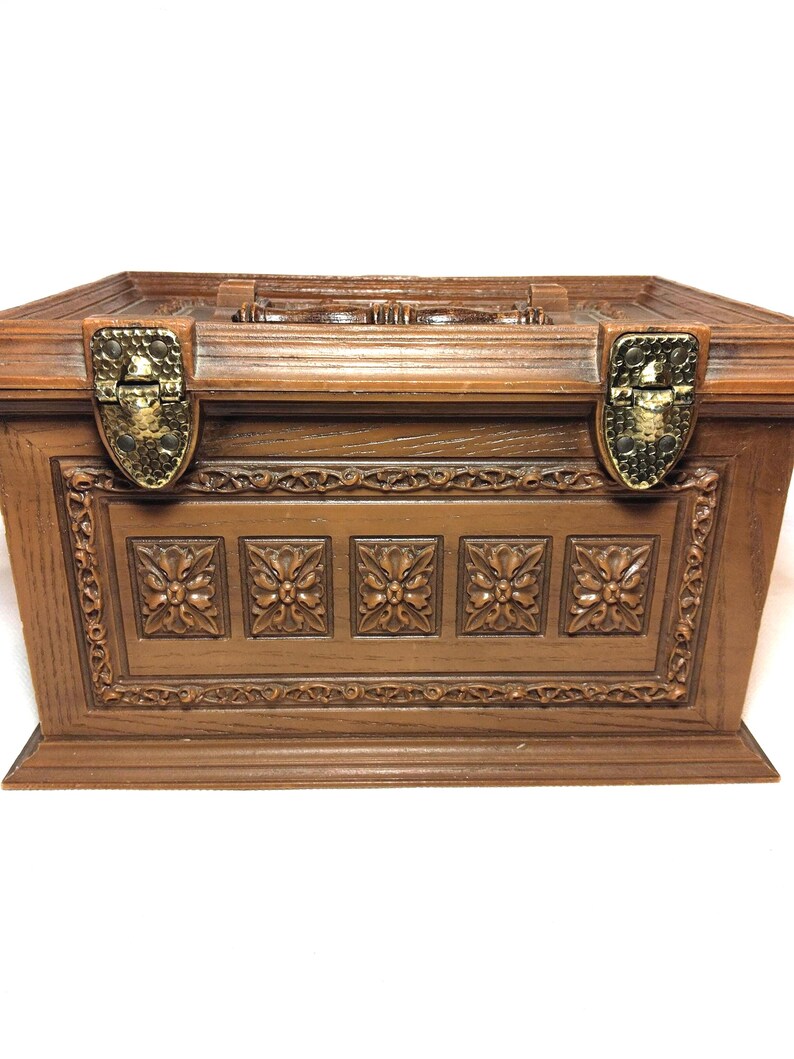 Vintage Max Klein Sewing Box Ornate Faux Wood 1970s - Etsy