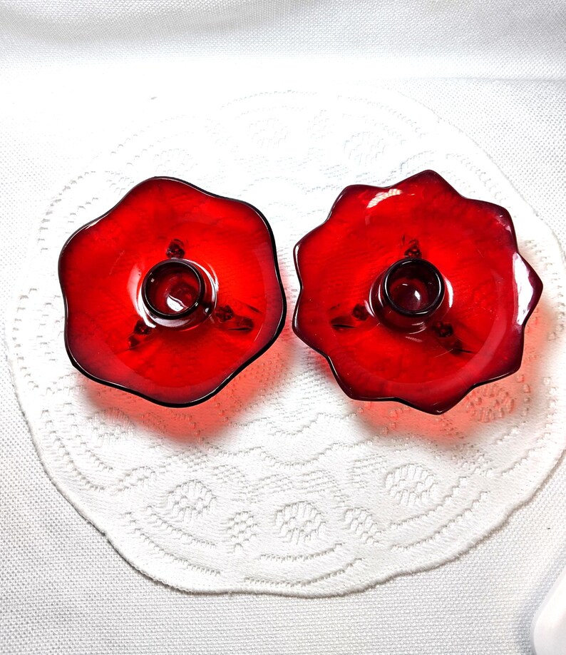 Vintage Fenton Amberina Ruby Red Lotus Candle Holders 1930s Set of 2 - Etsy