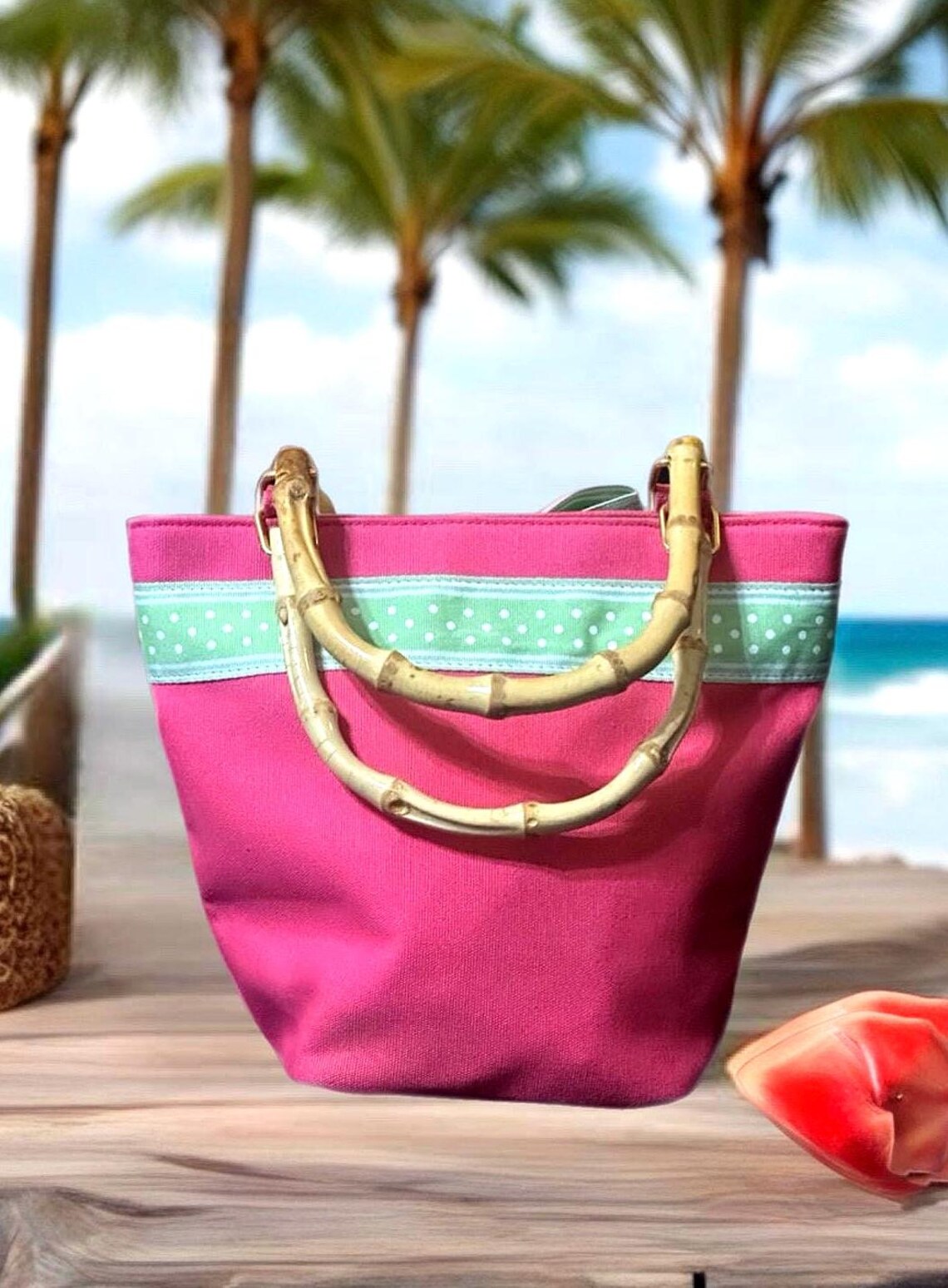Cute Summer and Spring Beach Purse | Bamboo Handles | Lily Pulitzer ...