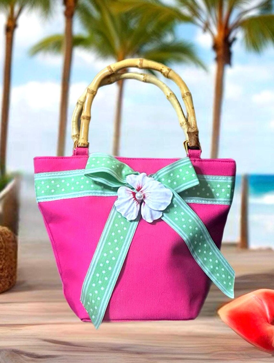 Cute Summer and Spring Beach Purse | Bamboo Handles | Lily Pulitzer ...