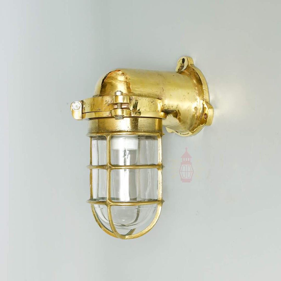 90 Degree Brass Wall Mount Lamp - Heavy Brass, Wall Lights ...