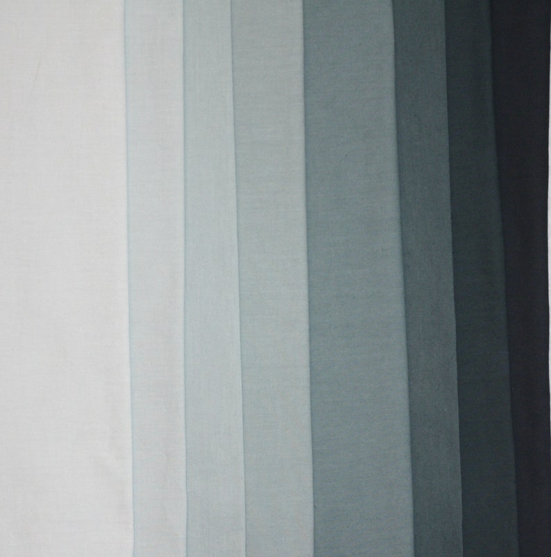 289 - Hand Dyed Gradation of Eight One-yard Pieces of Black to Grey ...