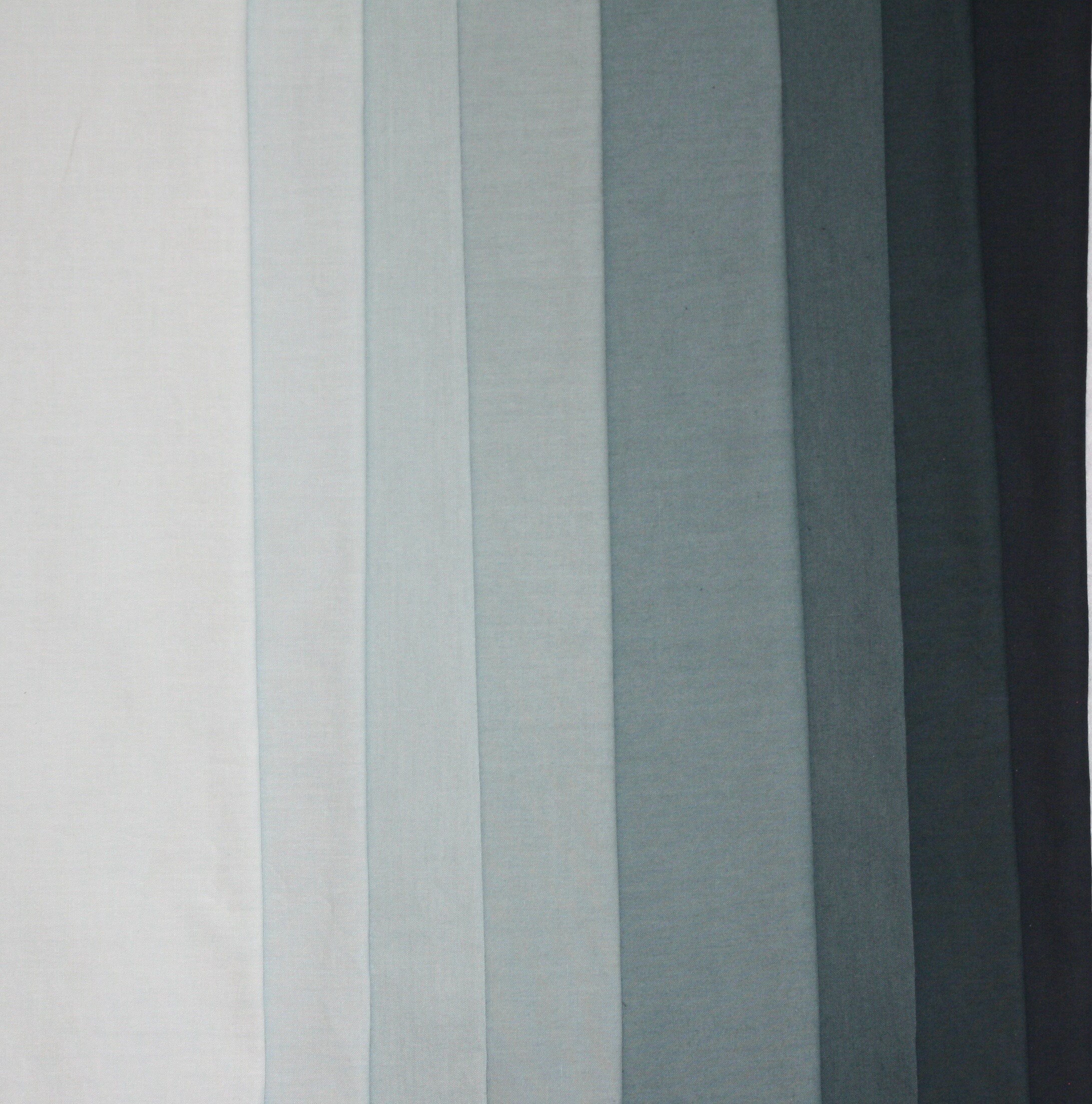 289 - Hand Dyed Gradation of Eight One-yard Pieces of Black to Grey ...
