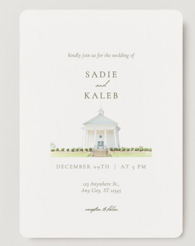 Watercolor Church Wedding Invitation Template for an Elegant Ceremony ...