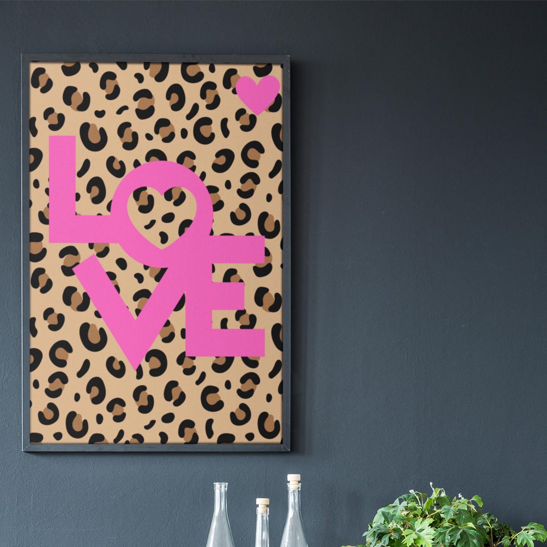 Trendy Leopard Wall Art, Leopard Print, Love Poster, Heart Decor ...