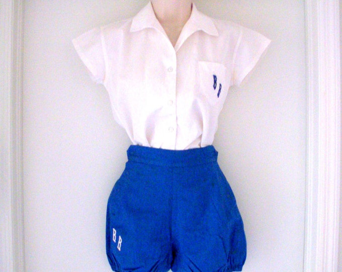 Vintage 40s 50s Gym Uniform With Blue Bloomers - Blue and White School ...