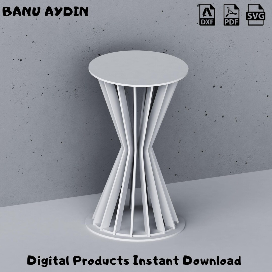 Customizable Cocktail Table Blueprint - Round Cake Stand Design, DXF ...