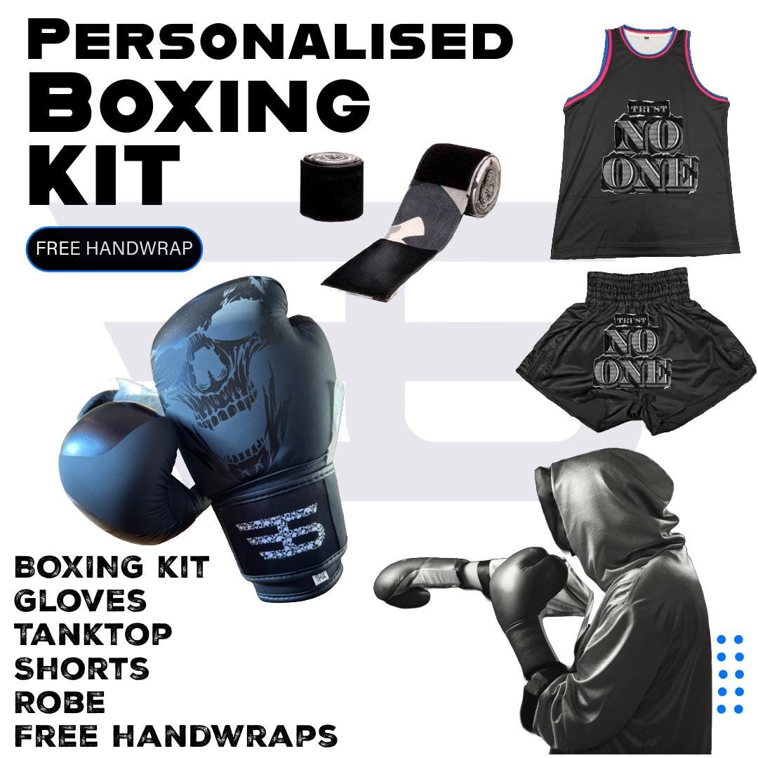 Personalized High Quality Leather Boxing Gloves Set & Boxing Attire ...