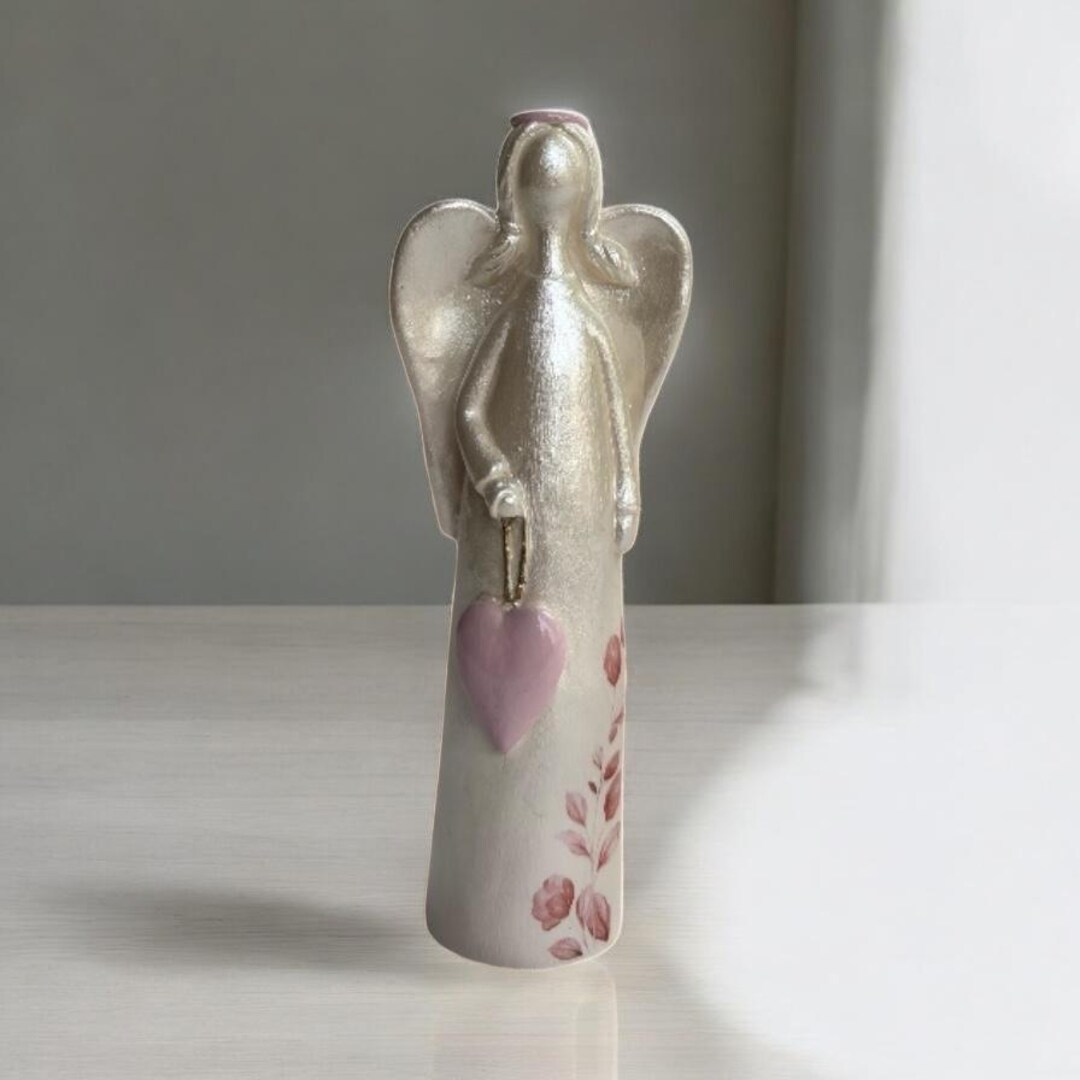 Hand-painted Angel Figurine Holding Heart – Small Spiritual Gift ...