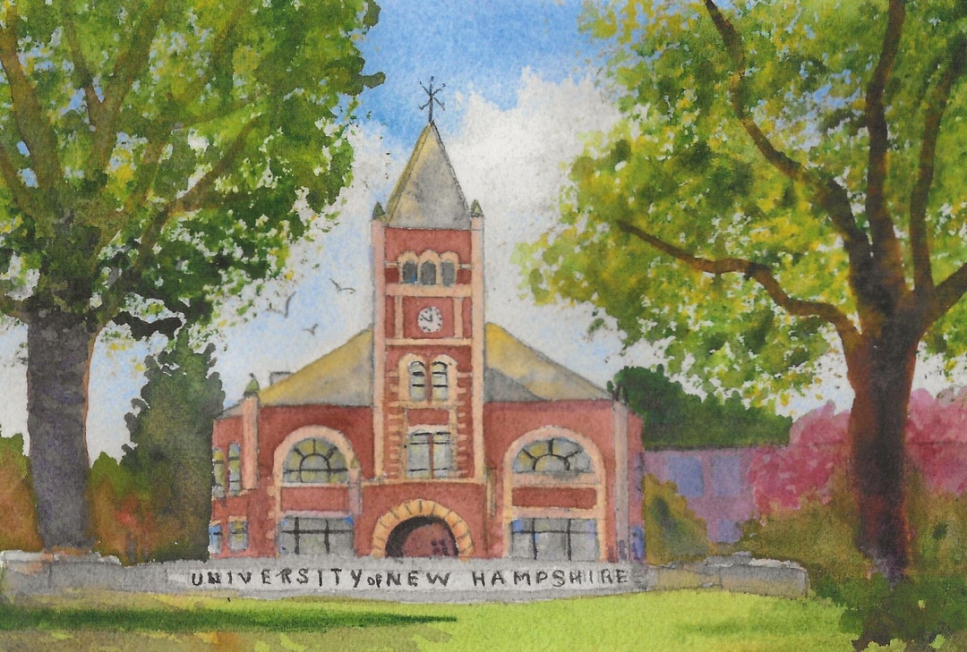 UNH Thompson Hall Watercolor Matted Print: Graduation Card - Etsy