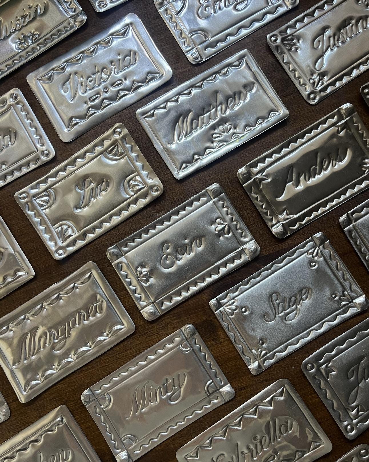 Embossed Tin Place Cards - Etsy