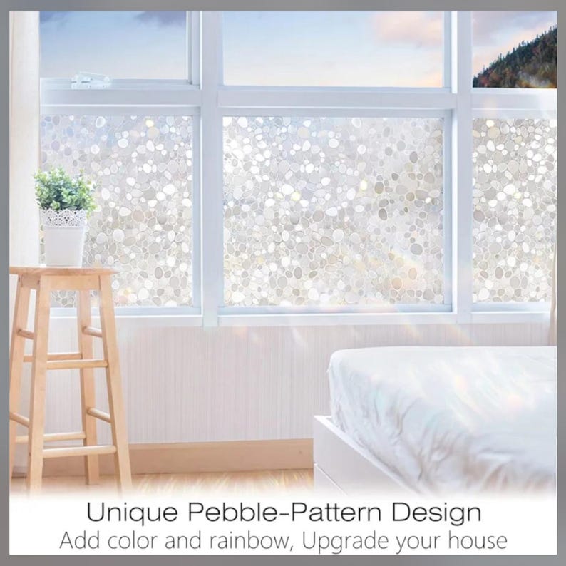 Rainbow Pebble Window Privacy Film 17.5x78.7 Inch, 3D Static Cling ...