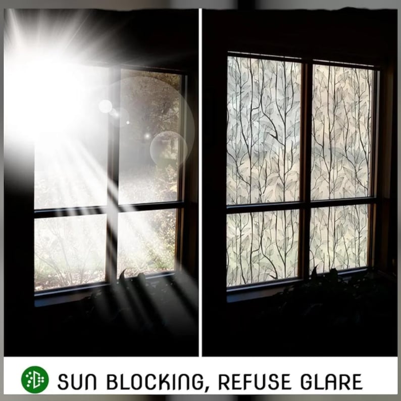 Dark Green Frosted Window Film – Static Cling Privacy Glass Cover With ...