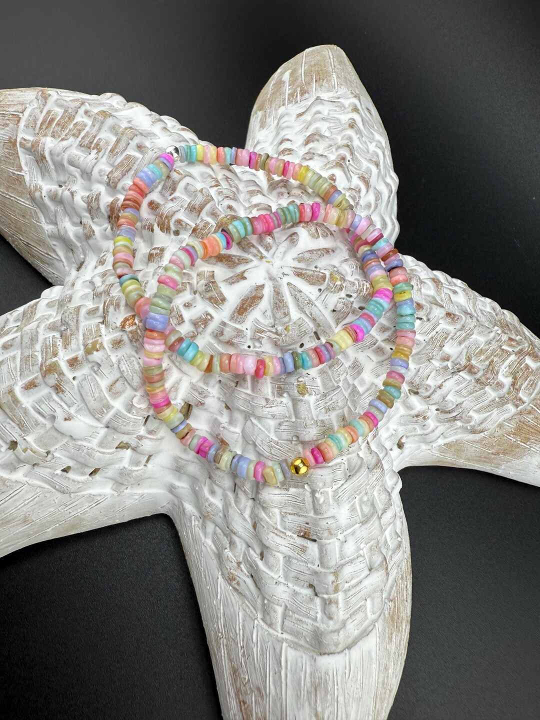 Coastal Inspired Multi-colored Mussel Shell Stretch Bracelet - Etsy