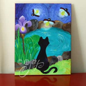 Back Cat Painting 16x20 Inch Acrylic on Canvas Painting of a - Etsy