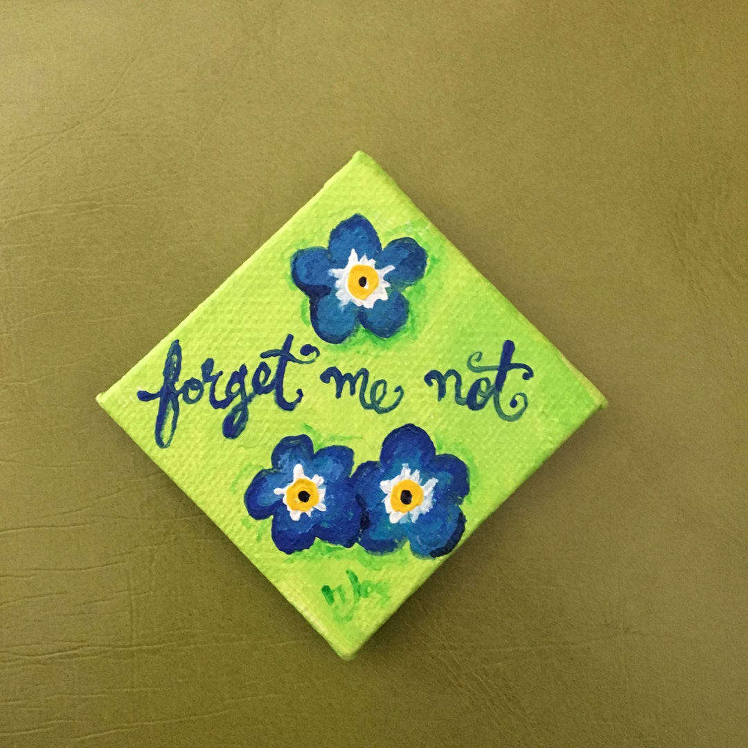 Forget Me Not, Art Magnet, 3x3 Miniature Acrylic Canvas Art - Etsy