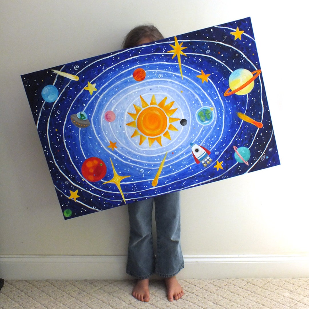 Solar System Painting, Custom Children's Space Painting, 36"x24 ...
