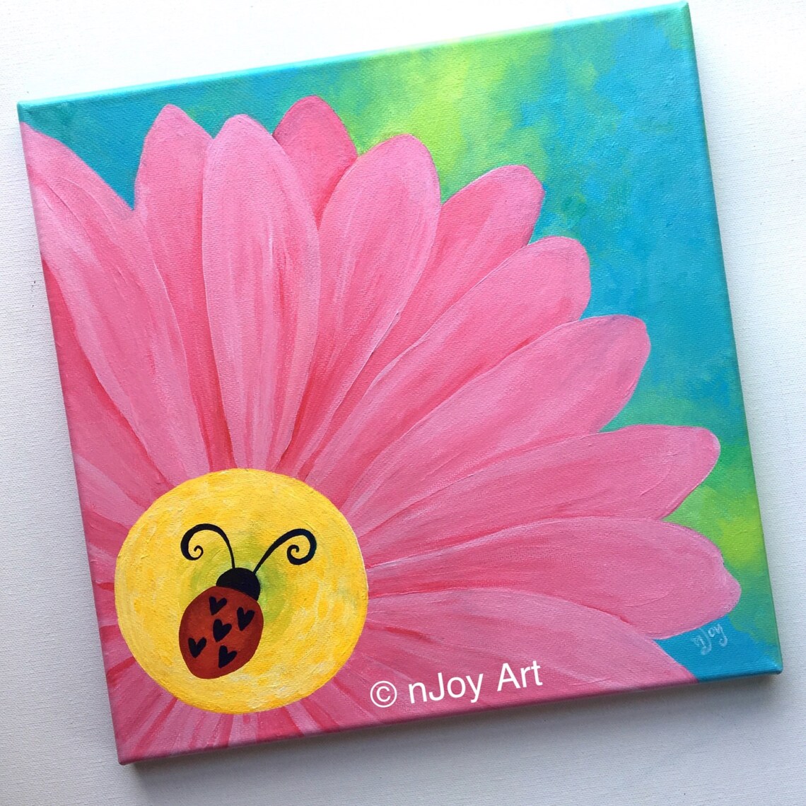 Custom Art LOVE BUG on a FLOWER 12 X12 Inch Acrylic - Etsy